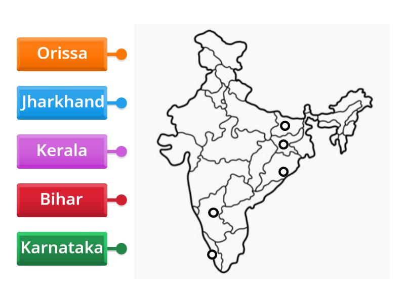Map of Indian - Labelled diagram