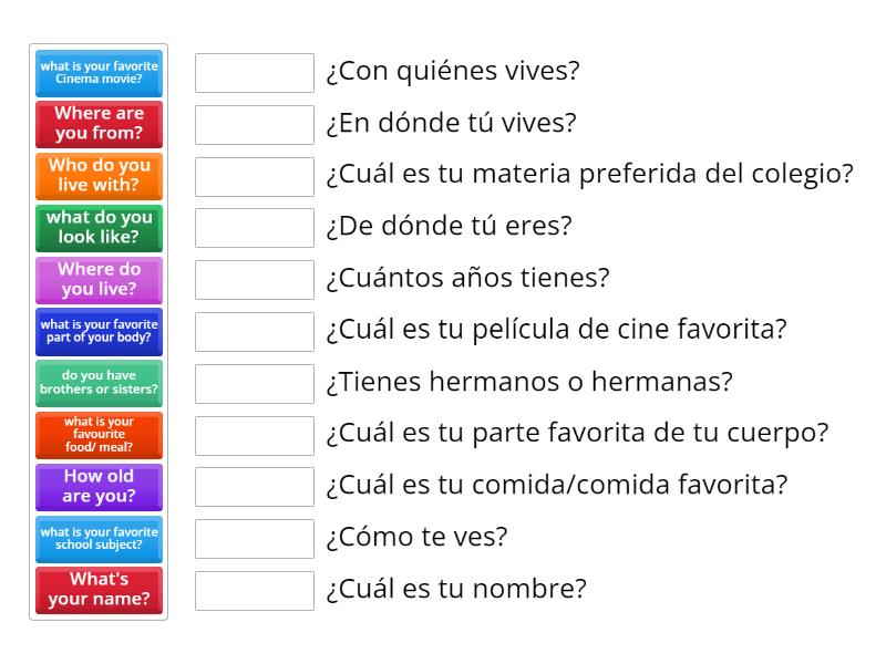 PREGUNTAS PERSONALES - Match up
