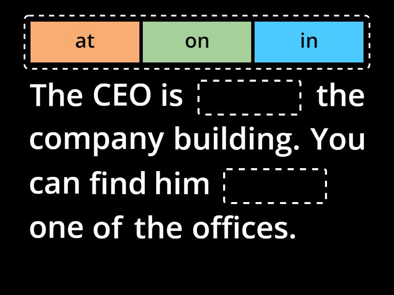 Prepositions of Location (in, on, at) - Complete the sentence