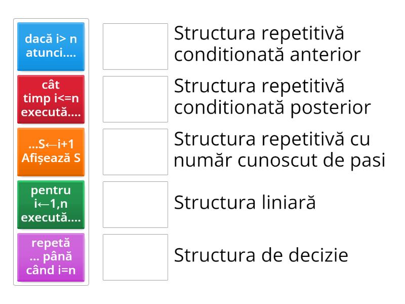 Algoritmi. Structuri de control - Match up