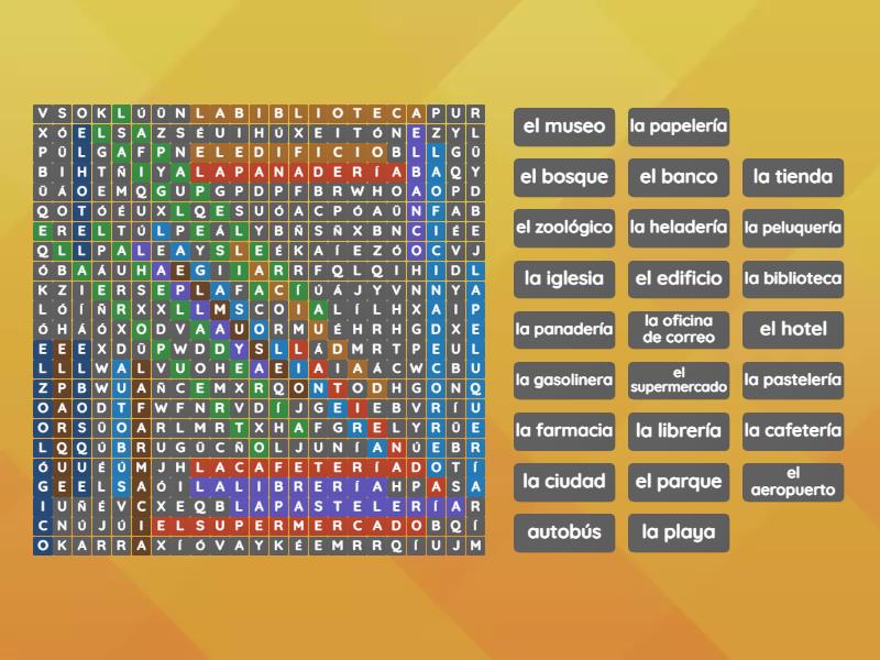 Lugares/ places - sopa de letras - Wordsearch