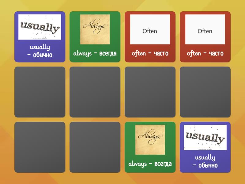 adverbs of frequency - Combine os pares adverbs of frequency - Combine os pares