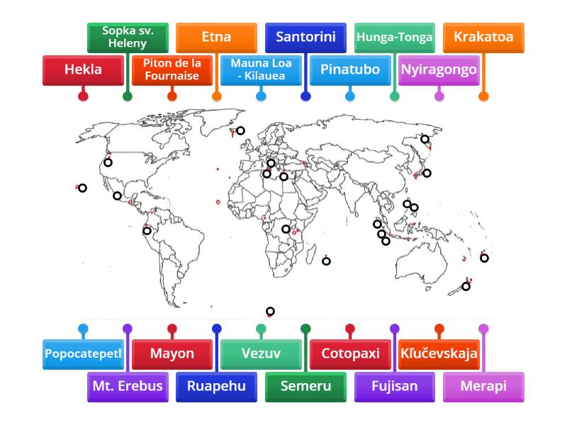 Sopky sveta - mapa - Labelled diagram