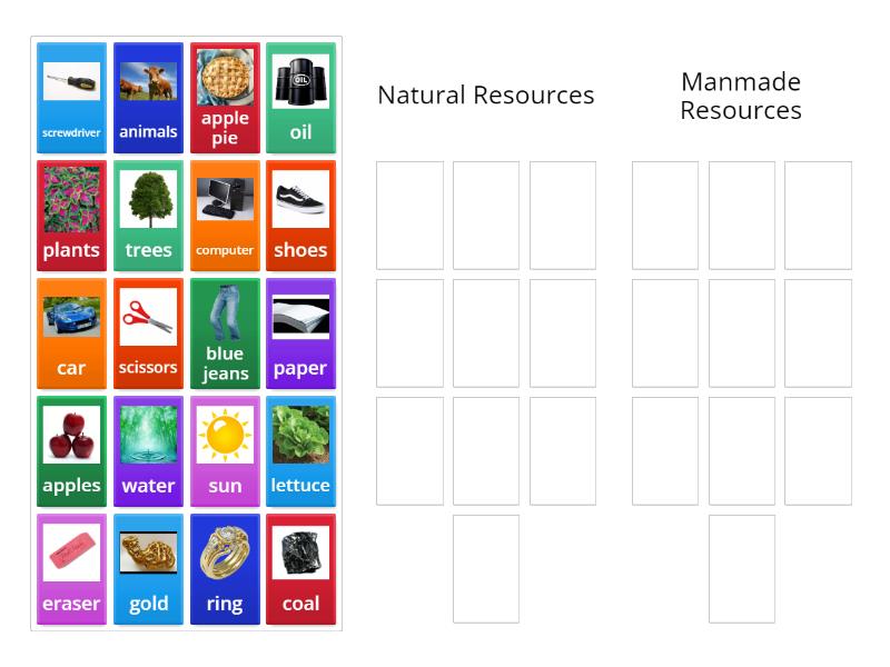 Natural & Manmade Resources - Group sort