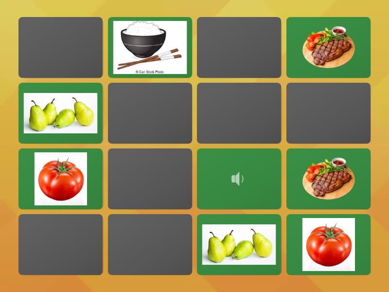 Food Memory game - Matching pairs