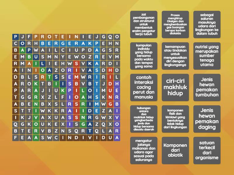 Makhluk hidup dan Lingkungannya X MPLB X AKL X ULP - Wordsearch