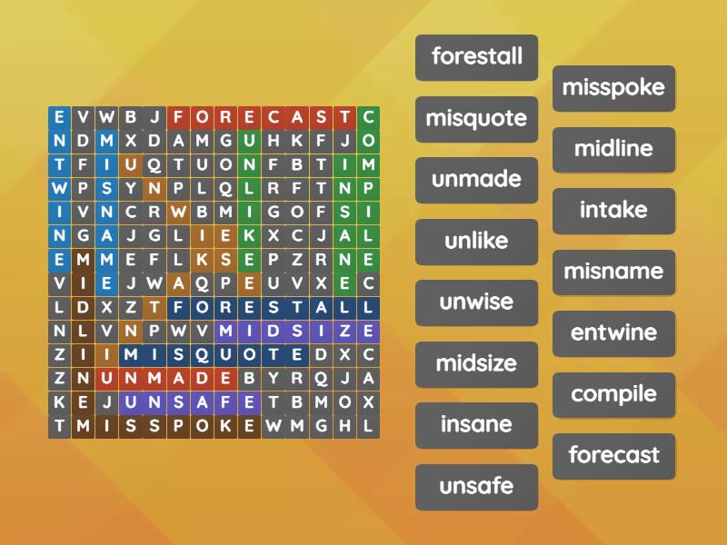 Word Search Wilson 4.2 Prefix and Base Word - Wordsearch