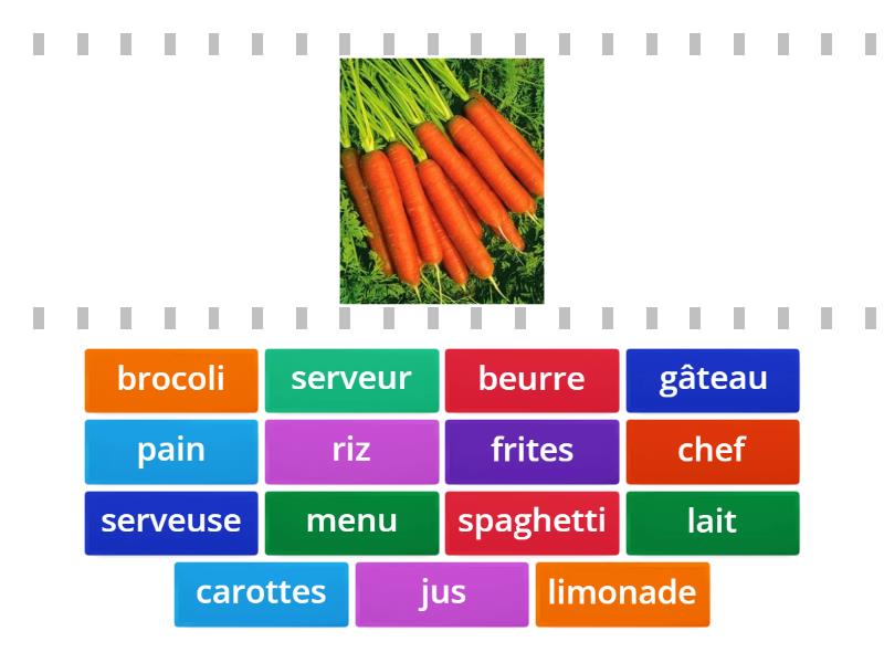 Le restaurant Vocabulaire # 1 - Trouver la correspondance