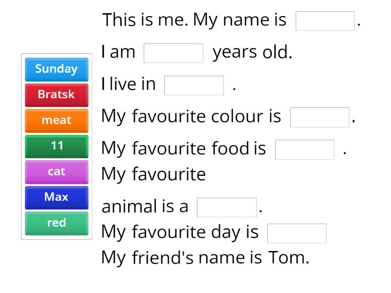 About myself - Complete the sentence