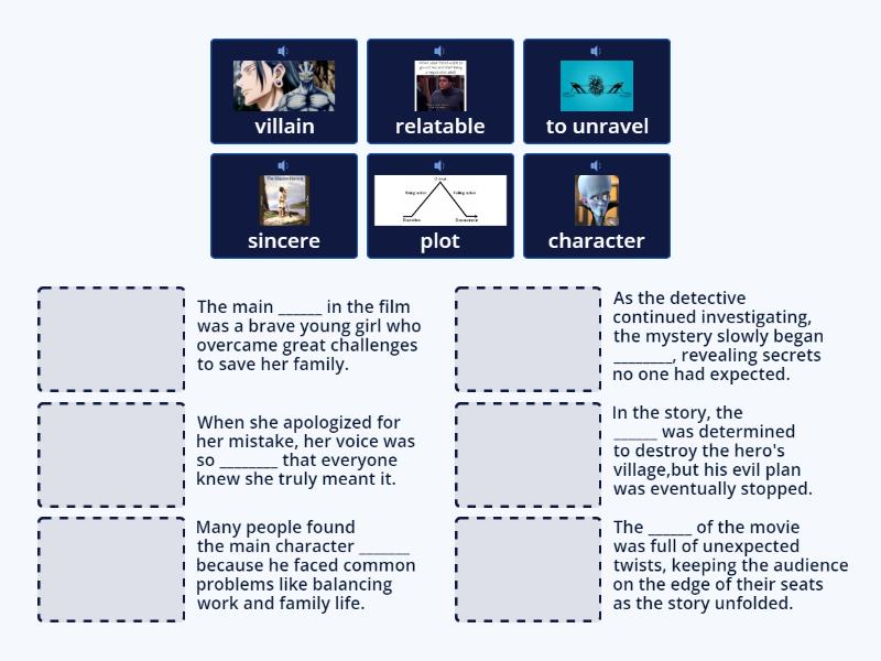 Book characters pronunciation - Match up