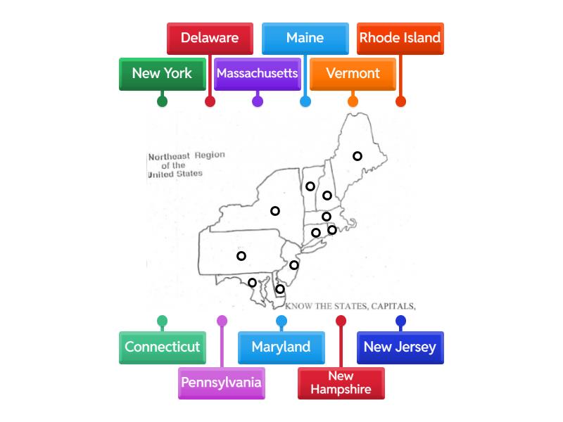 Northeast Map - Labelled diagram