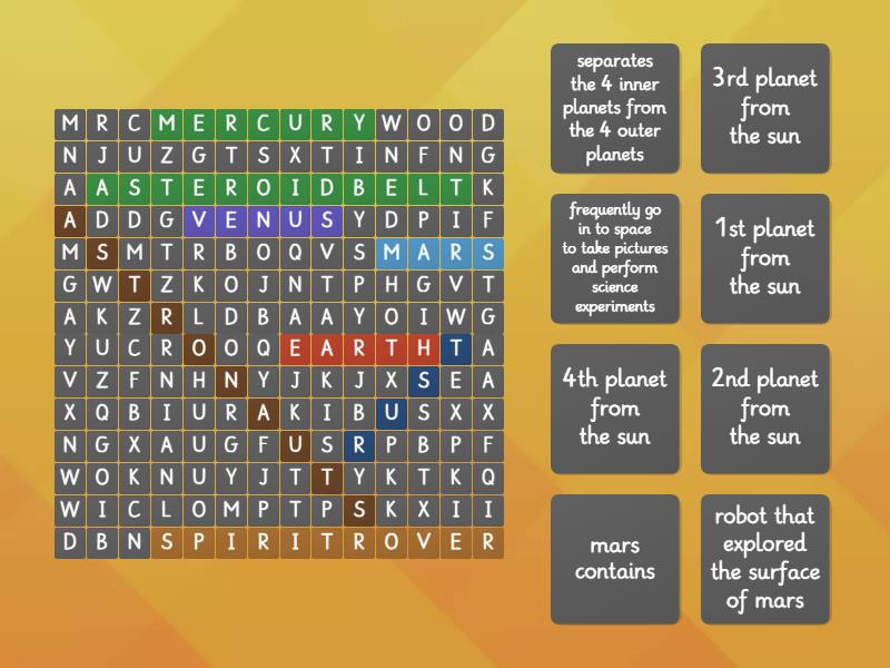 Solar System: Inner Planets - Wordsearch