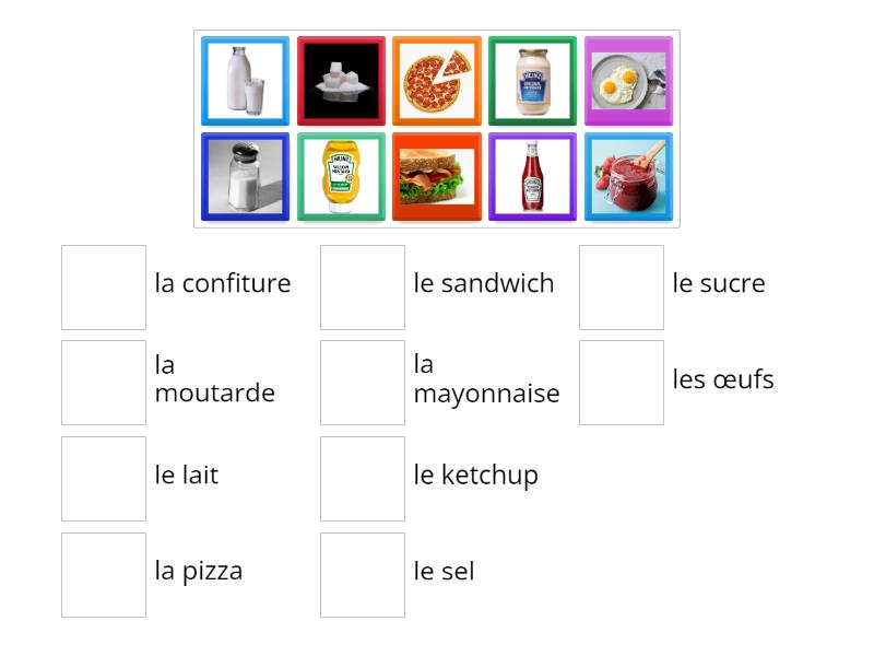 Vocabulaire - La nourriture et les boissons - Match up