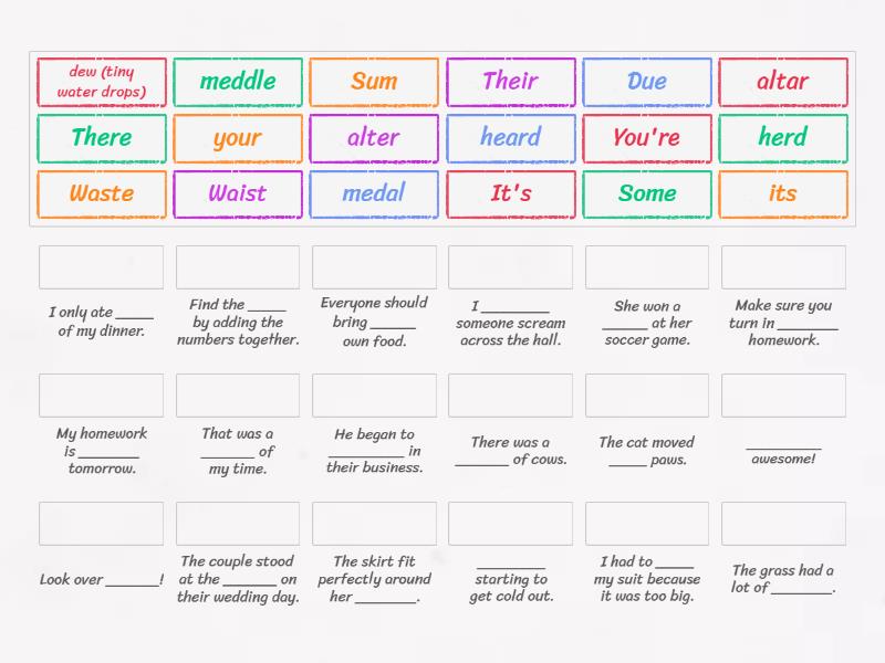 Homophone Game - Match up