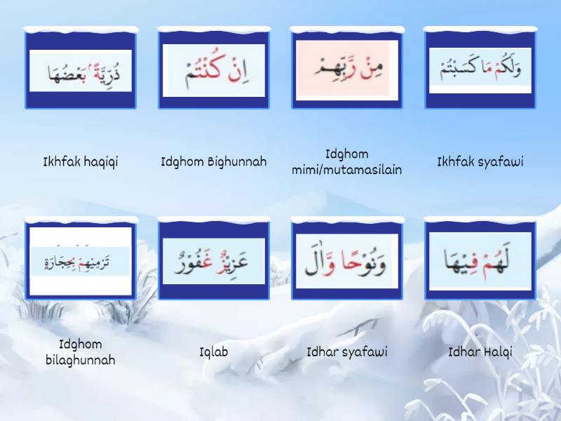 Hukum Tajwid Nun Sukun atau Tanwin dan Mim Sukun - Match up