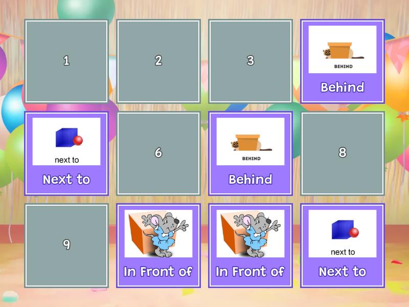 Prepositions of Place - Matching pairs