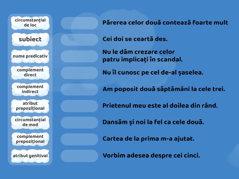 Numeralul- functii sintactice- clasa a VII-a - Match up