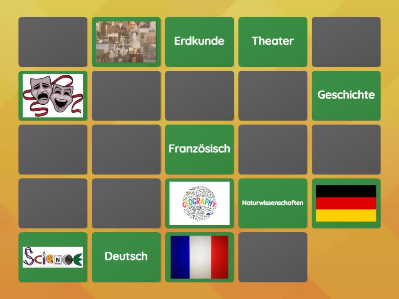 Die Schulfächer - school subjects - Matching pairs