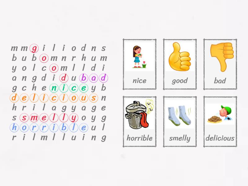 Vocabulary (How does it smell?) - Wordsearch