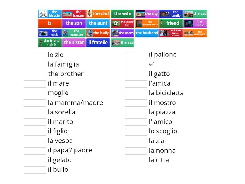 LUCA MOVIE VOCABULARY FAMILY - Match up