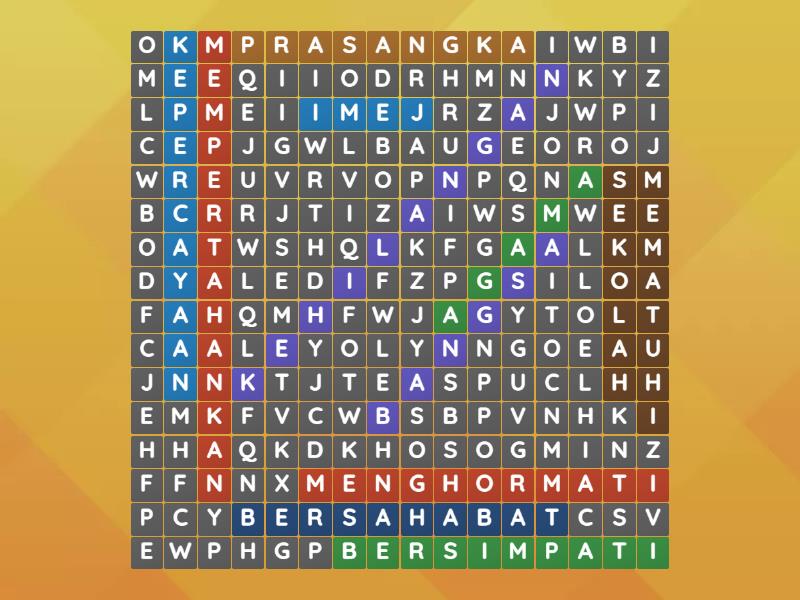 Contoh tingkahlaku insan bermoral - Wordsearch