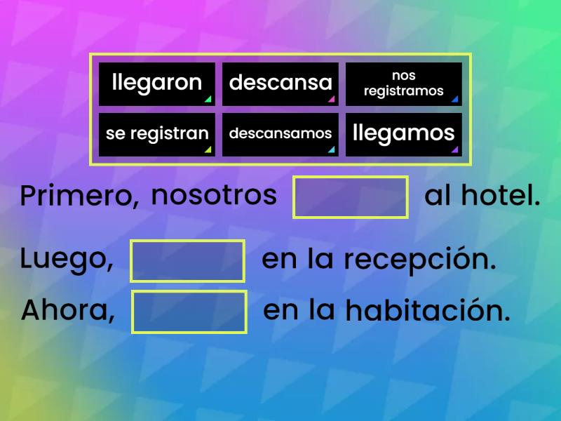 Completa la secuencia de eventos en los tiempos verbales apropiados ...