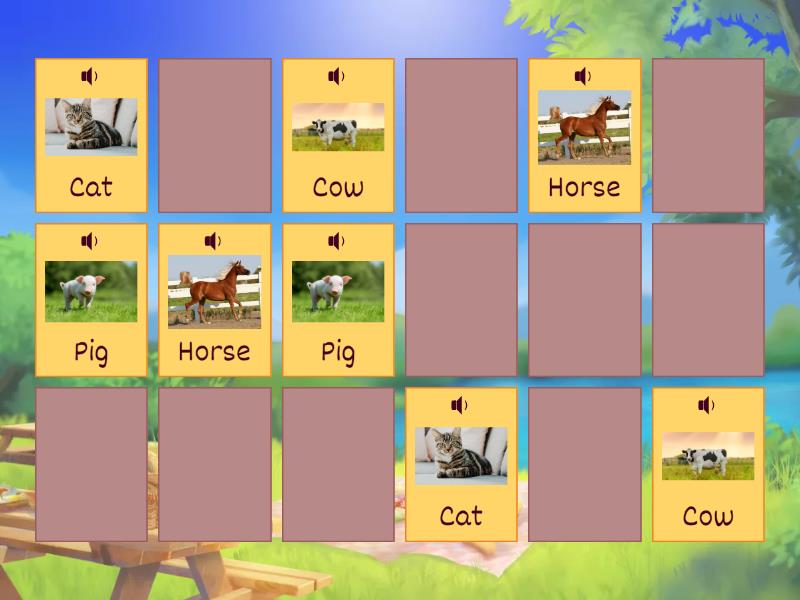 Animal Vocabulary - Matching pairs