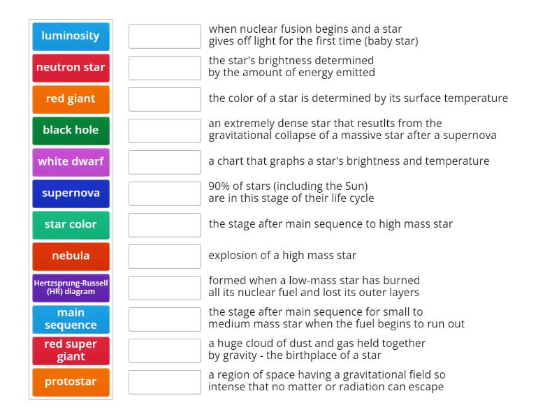 Star Vocabulary - Match up