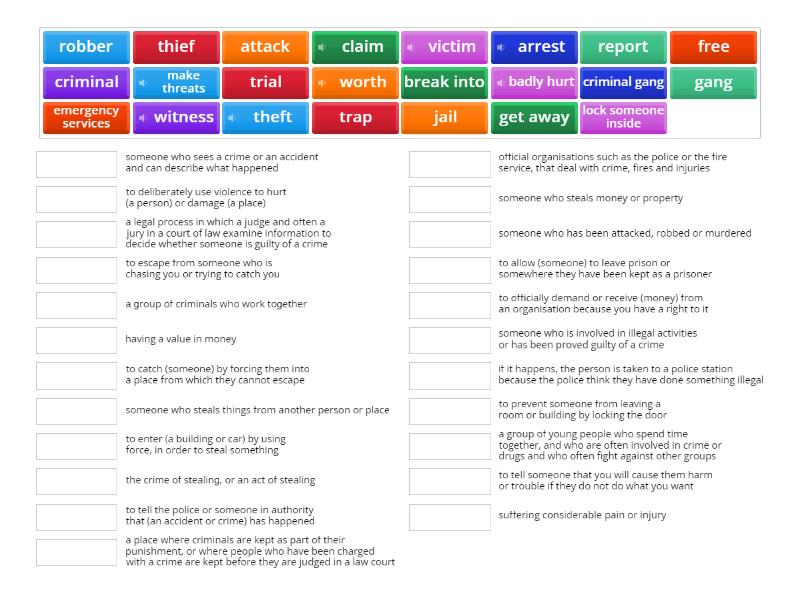 Match words with their explanations - Match up