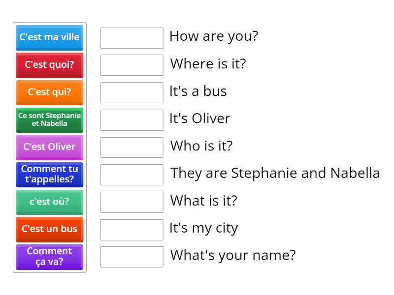 Poser des questions/Ask Questions - Learning Tool - Match up