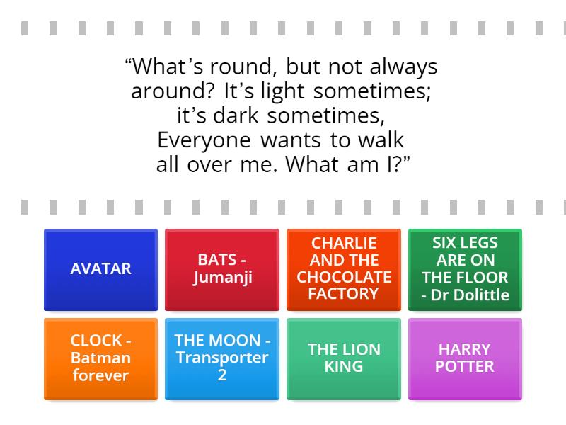 Riddles about Movies - Find the match