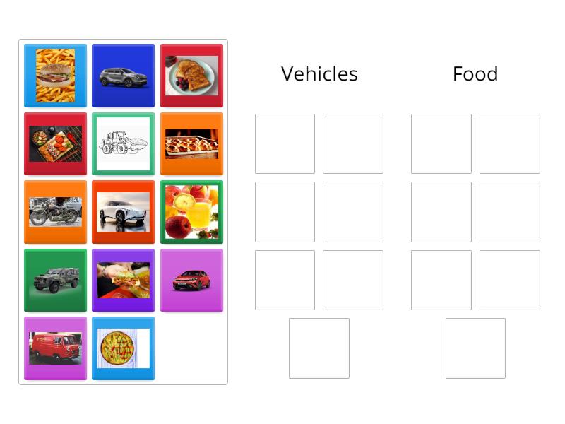 Food and Vehicles - Group sort