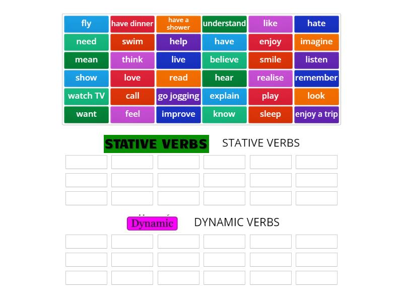STATIVE AND DYNAMIC VERBS - Group sort