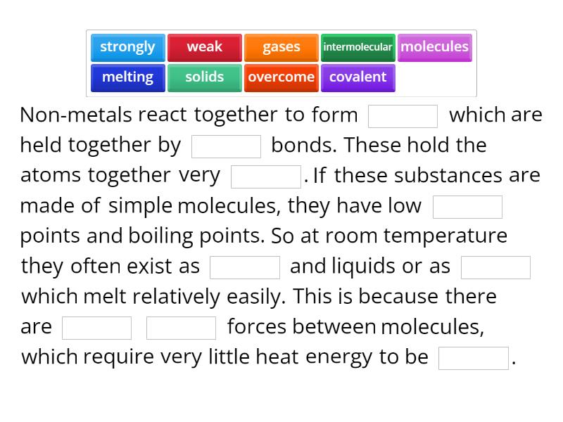 Covalent molecules - Complete the sentence