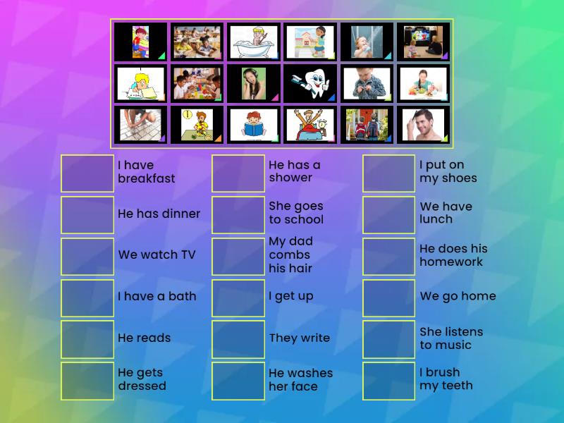 DAILY ROUTINE- simple present - Match up