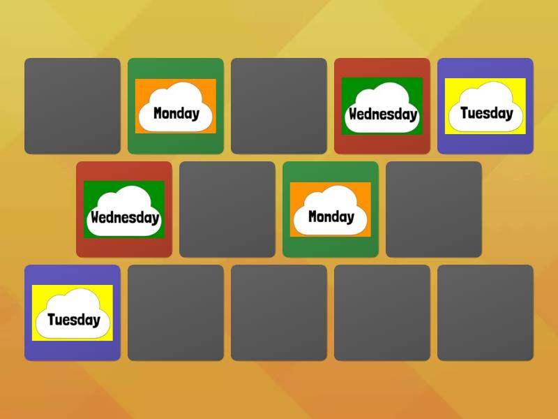DAYS OF THE WEEK MEMORY - Matching pairs