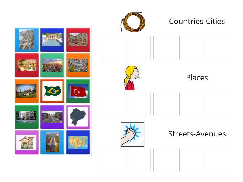 CLASSIFYING COUNTRIES, STREETS, AVENUES, AND PLACES - Group sort