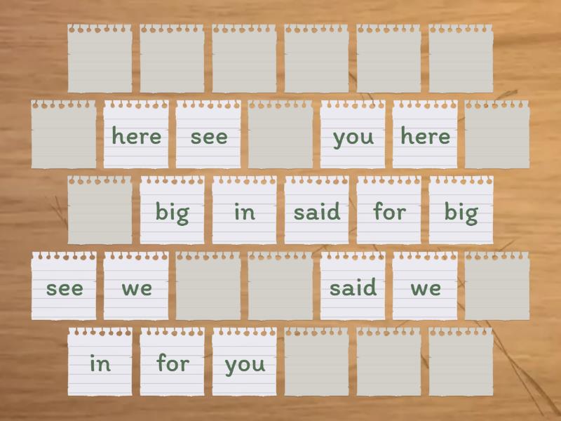Sight Words - Matching pairs