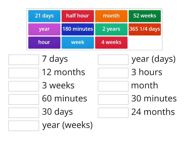 Equivalent Time Periods 2 - Match up