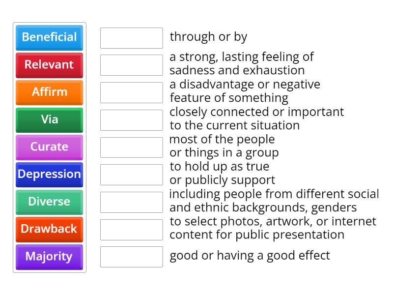 7th Grade Unit 4 Vocabulary - Match up