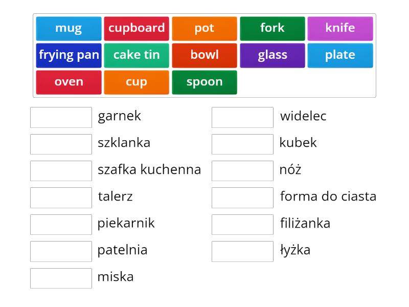 Cooking nouns - Match up