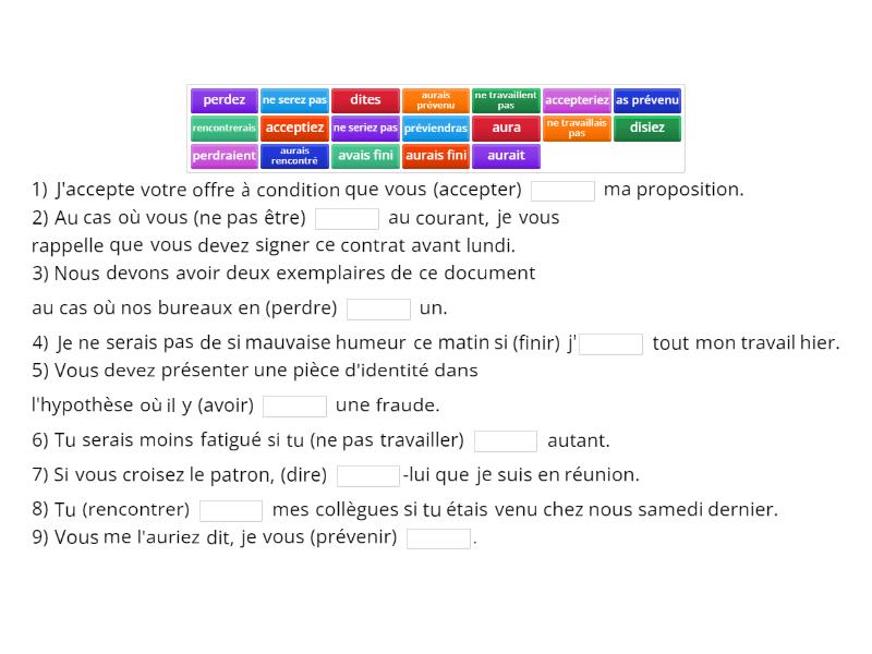 L'expression de la condition (Edito B2) - Complete the sentence