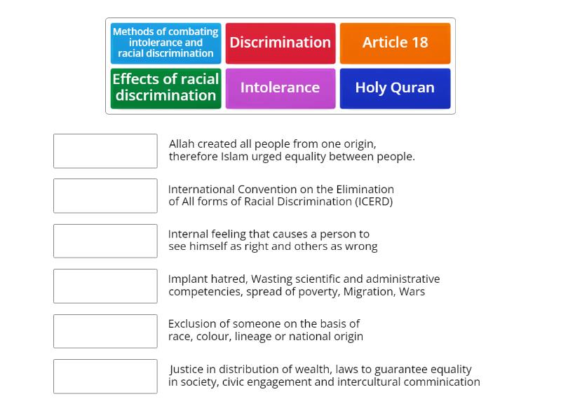 Intolerance and Racial Discrimination - Match up