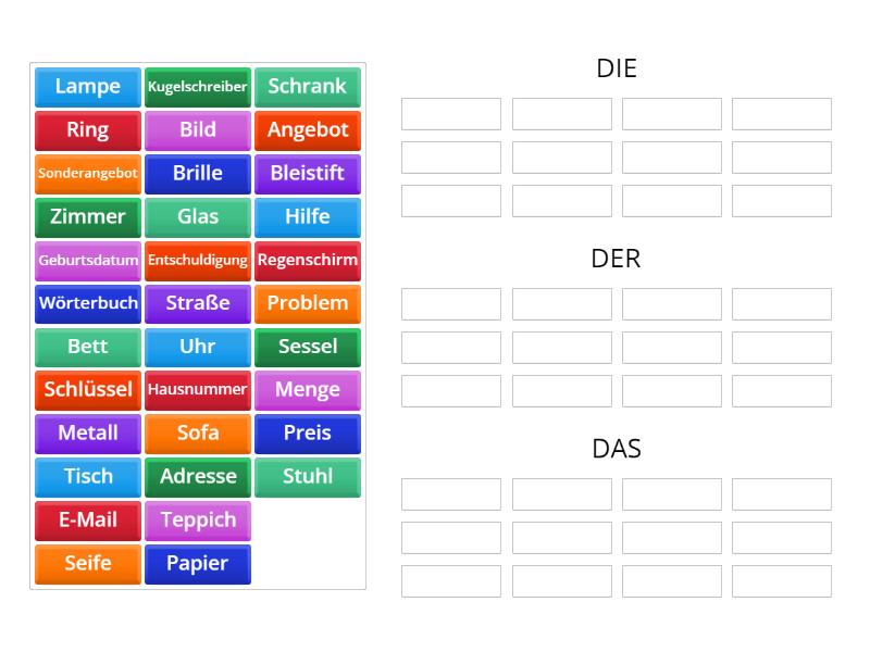 A1-7 (1.6) Wortschatz - Group sort