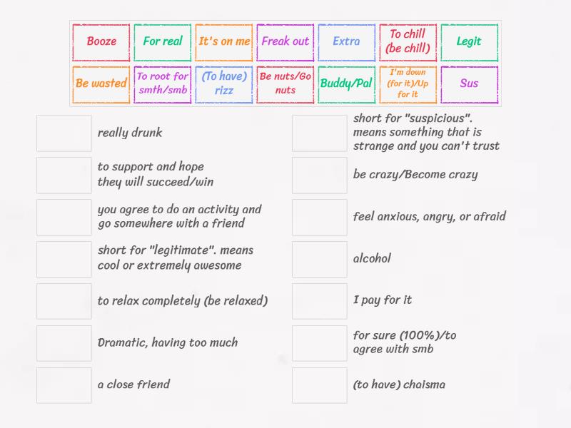 Slang (American) - Match up
