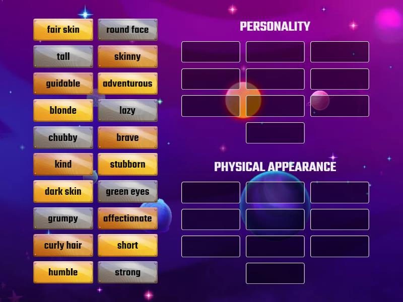 PHYSICAL APPEARANCE VS PERSONALITY - Group sort