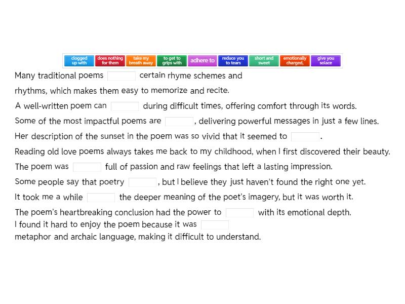 poems - Complete the sentence