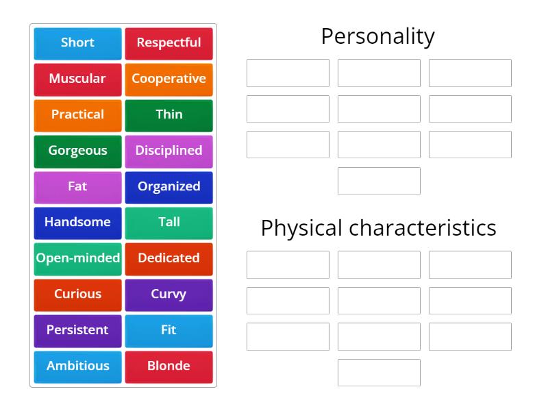 Classification of characteristics - Group sort