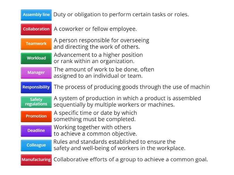 In the workplace, vocabulary - Unscramble