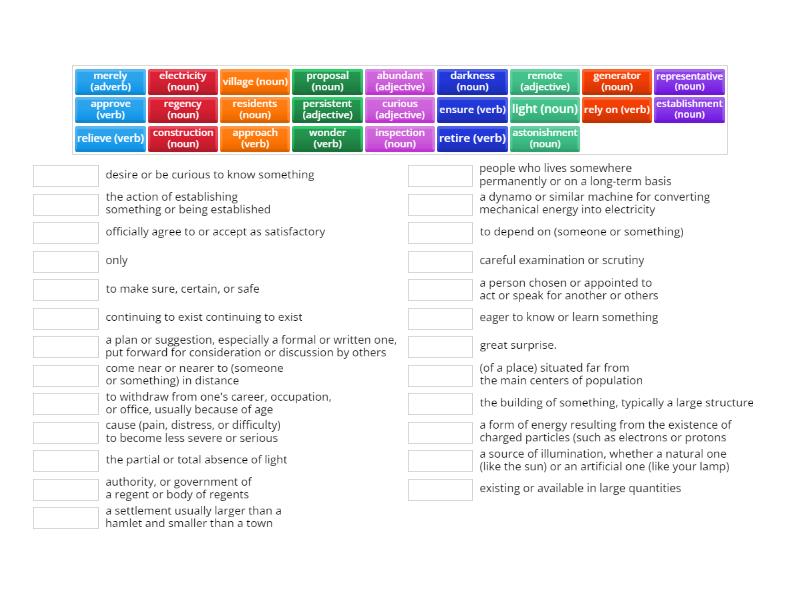 NARRATIVE VOCABULARY (Kilion and His Bright Amdui Village) - Match up